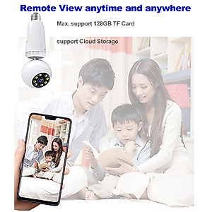 EVERSECU 2MP 1080P Wireless Lightbulb Powered PTZ Security Camera with E27 Bulb Connector, Motion Auto Tracking, Two Way Audio, Night Vision, 2.4ghz WiFi IP PTZ CCTV Camera