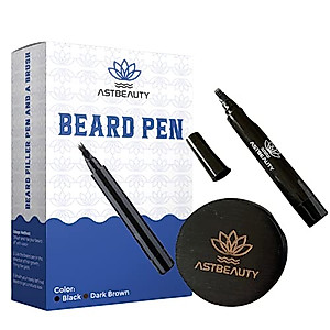 Natural Beard Pencil Filler pen for Men Beard Moustache, Water Proof Long Lasting Coverage, Repair Shape, Effective Enhance Facial Hair (BLACK)
