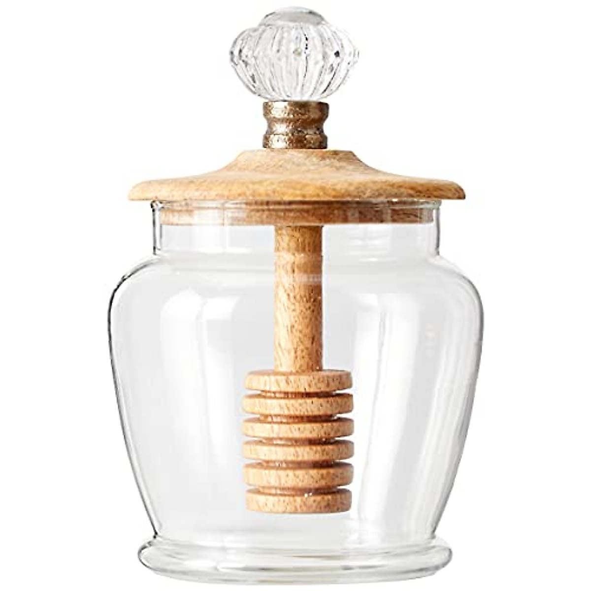 Mud Pie Glass Honey Jar, 5" x 3 1/4" dia, 1100 Milliliters, Clear