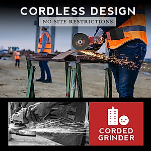 ALIENWORLD Cordless Angle Grinder with Brushless Motor,Adjustable 3-speed mode with 13000mAh Li-ion Battery&Charger,10Pcs Disc for Cutting and Grinding,2-Position Handle, Battery Grinder Tool set