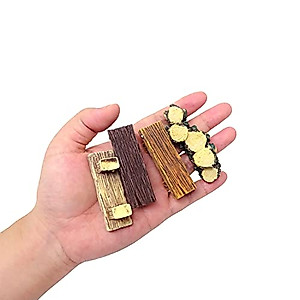 HONBAY 8PCS Mini Resin Wooden Style Benches Artificial Root Stump Miniature Fairy Garden Ornaments for Moss Terrariums Landscape Dollhouse Accessories