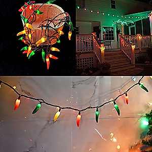 Pallerina Multi-Colored Chili Pepper String Lights, 13.6FT Hot Chili Pepper Lights with 35 Christmas Warm White Chili Pepper Bulbs(2 Spare) UL Listed for Outdoor Indoor Kitchen Garden Patio Decoration