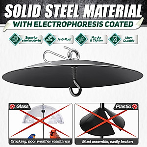 [Solid Steel]16-Inch Hanging Bird Feeder Baffle, Metal Squirrel Baffle for Bird Feeder Pole, Squirrel Proof Baffle Dome Baffle Weather Guard, Bird House Guard for Outdoor Shepherd's Hook, Hummingbird