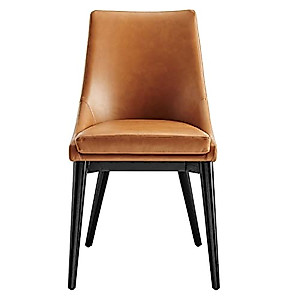 Modway Viscount Vegan Leather Dining Chair Set of 2, Tan