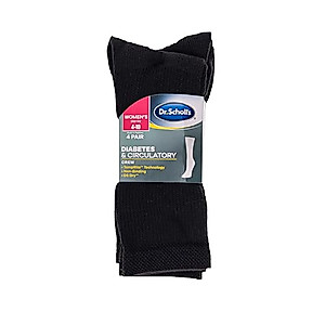 Dr. Scholl's Women's Guaranteed Comfort Diabetic and Circulatory crew 4 Pack Socks,Black, 4-10