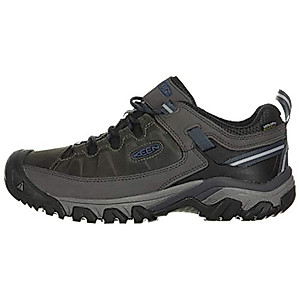 KEEN Men's Targhee 3 Low Height Waterproof Hiking Shoes, Steel Grey/Captains Blue, 10