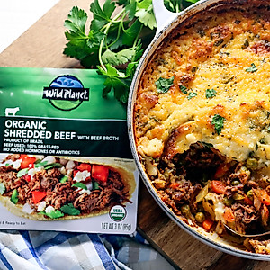 Wild Planet USDA Organic Shredded Beef with Beef Broth and Sea Salt, 3 oz Pouch (Pack of 24)