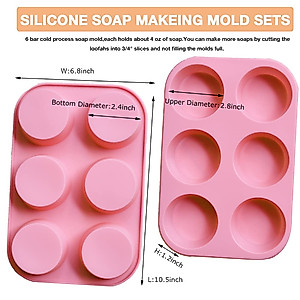 Exfoliating Loofah and Soap Mold Kit-Natural Loofah Sponges 4 Packs with Round Silicone Soap Mold Making Tray 6 Cavities for Body Back Skin Care Cleansing 5 inches Luffa with Jute Twine