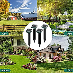 Mole Repellent Solar Powered 4 Pack, Waterproof Gopher Repellent Ultrasonic Solar Powered for Lawn, Vole Repellent Chipmunk Repellent Outdoor, Groundhog Chipmunk Repeller, Snake Repellent for Yard