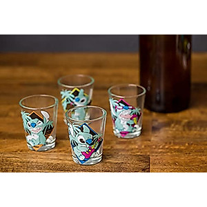 Silver Buffalo Lilo and Stitch Pastel 4pc Mini Glass Set, 1.5-Ounces