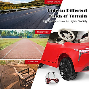 Costzon Ride on Car, Licensed Lexus LC500, 12V Battery Powered Car w/Remote Control, 3 Speed, LED Lights, Horn, MP3&USB, Slow Start, Spring Suspension, Electric Vehicle for Boys& Girls (Red)