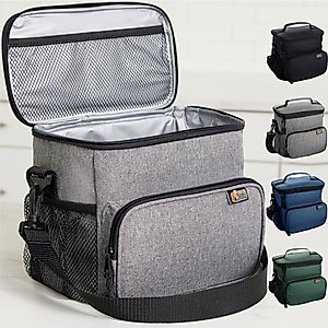 Gorilla Grip 15 Liter Insulated Cold and Hot Durable Leakproof Lightweight Bag, Cooler Tote for Food Drinks Large Lunch Box Work School Picnic Men Women, Kids Coolers Ice Pack Girls Boys Lunches Gray