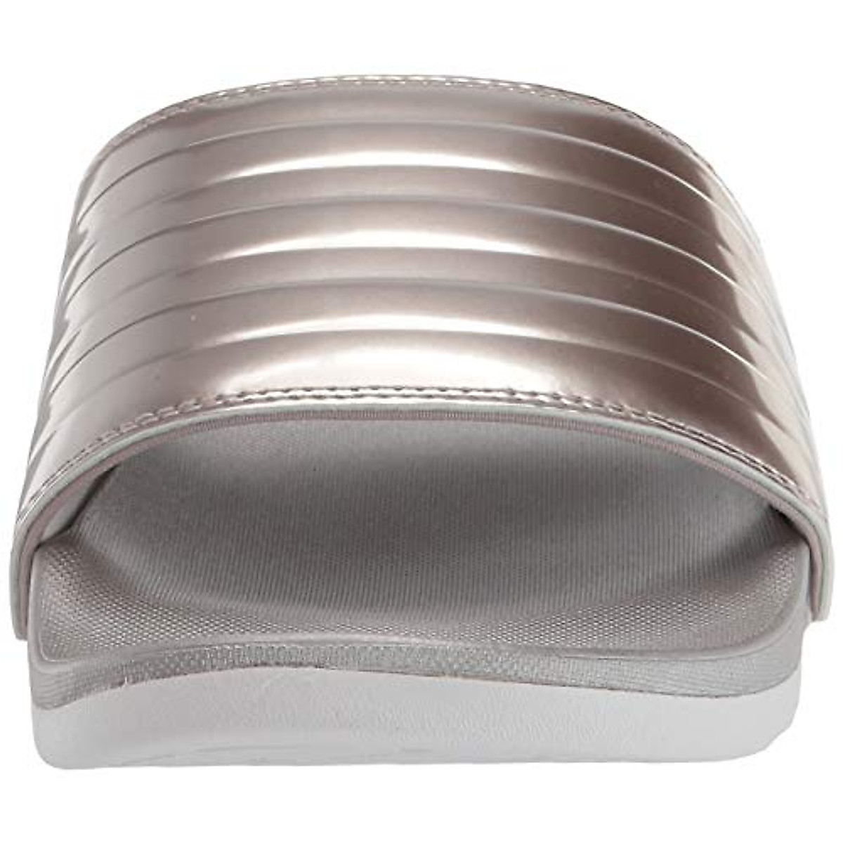 adidas Women's Adilette Comfort Slides Sandal, Champagne Metallic/Champagne Metallic/Crystal White, 11