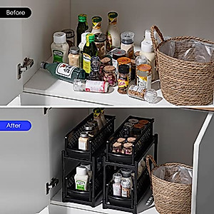 Sunview Bathroom Organizer, Under Sink Organizers and Storage,2 Tier Pull Out Cabinet Organizer,Sliding Cabinet Organizers with Storage Drawers for Bathroom Kitchen Countertop Narrow Space (Black)