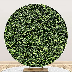 Leowefowa Polyester Greenery Wall Round Backdrop 7.5x7.5ft Vibrant Green Leaves Wall Ivy Background for Photo Children Baby Birthday Baby Shower Wedding Event Anniversary Party Banner Supplies