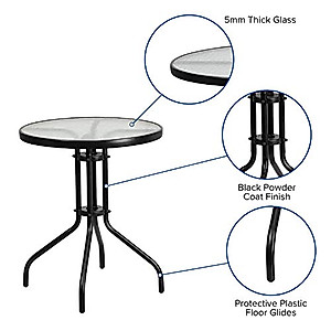 Flash Furniture Bellamy 23.75'' Round Tempered Glass Metal Table