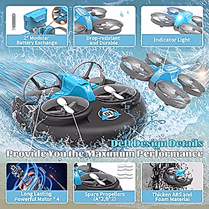 Toys for 5-10 Year Old Boys, 20+ MPH Fast RC Boat Pool Toys for Kids 8-12, 3 in 1 Remote Control Car for Boys, Waterproof RC Monster Truck RC Drone, Sea Land Air Outdoor Toys, Birthday Gifts for Boys