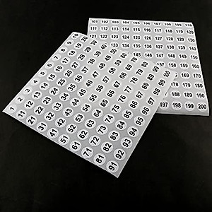 Number Stickers LUORNG 20 Sheets 0.4" 1 to 200 Digital Sticker Circular Self Adhesive Labels Black on White (10 Sheets 1 to 100 and 10 Sheets 101 to 200)