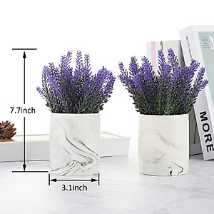 LUEUR Artificial Flower Potted Lavender Purple Fake Flowers Faux Lavenders in Pots for Home Decor Party Wedding Garden Office Patio Decoration