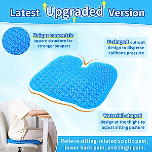 TITIROBA Gel Seat Cushions (Super Large) U-Shaped Soft Chair Pad with Non-Slip Cover for Hemorrhoids Tailbone Pain Pressure Relief Office Products Car Desk Wheelchair Pregnancy Yoga