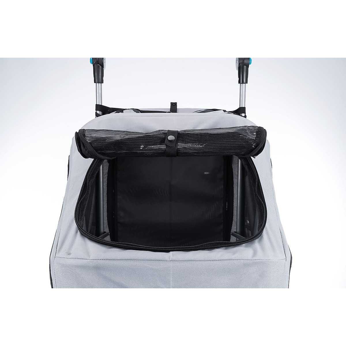 TRIXIE 2-in-1 Dog Bike Trailer and Pet Stroller for Medium Dogs up to 66 lbs, Quick Set-up and Fold Down, Gray