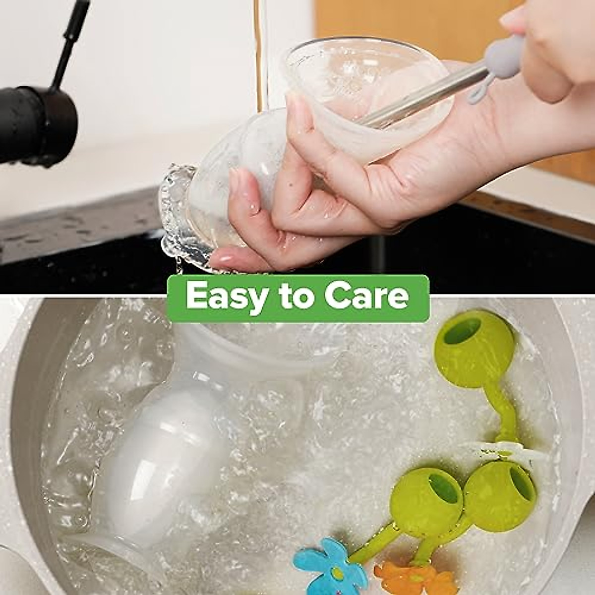 haakaa Manual Breast Pump with Suction Base and Flower Stopper Set for Breastfeeding (4oz/100ml)(Purple)