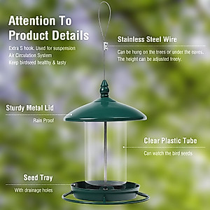 Bird Feeder for Outdoors, Small Bird Feeder, Holds 1.50LB Seeds, Suitable for Small Seed Grains, Metal Bird Feeder for Outdoors Hanging