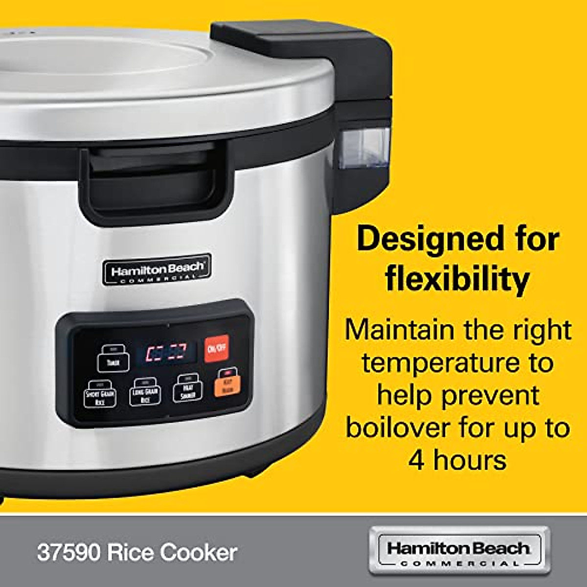 Hamilton Beach Commercial 90 Cup Rice Cooker, Warmer, Stainless Steel (37590)