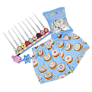 iscream Hanukkah Cookies 10" x 6" Holiday Fleece Play Pillow Set with Dreidel, Menorah and Star Cookies