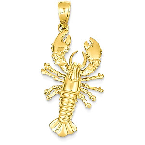 IceCarats 14K Yellow Gold Lobster Necklace Charm Pendant 36mm x 14mm Only