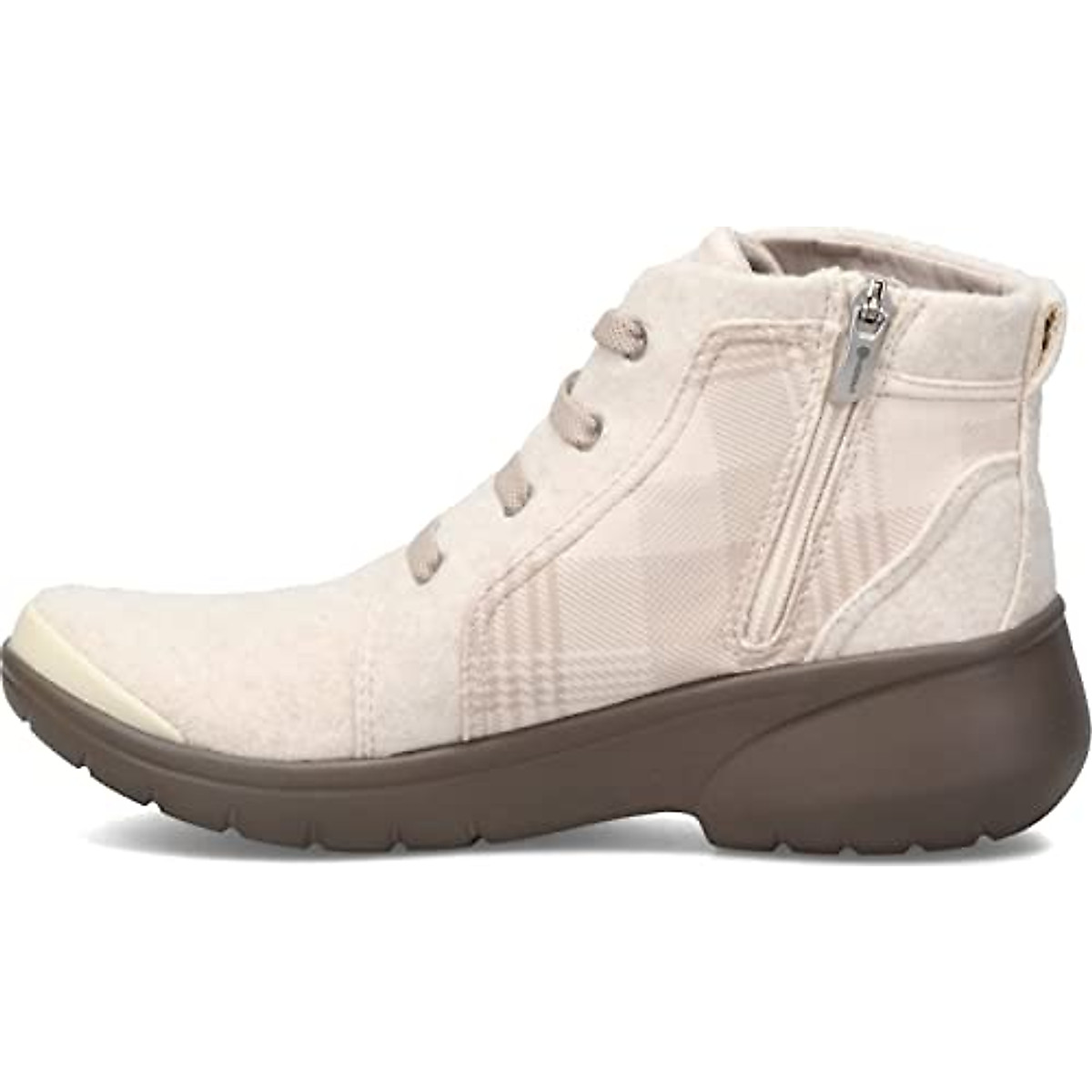 BZees Womens Kick Back Ankle Boot Taupe Plaid 8.5 M