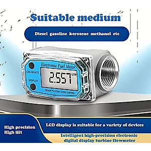 1" Flow Meter, LCD Electronic Digital Display Flowmeter，with 1-Inch NPT Inlet/Outlet, for Measure A Variety of Diesel, Kerosene, Gasoline Liquid Flow