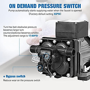 DC HOUSE 42-Series Brushless Motor Water Transfer Pump 110V 5.5GPM 55PSI, RV Water Pump 110 Volt Support Continuous Operation include 3/4" Garden Hose Adapters for Kitchen Bathroom RV Yacht
