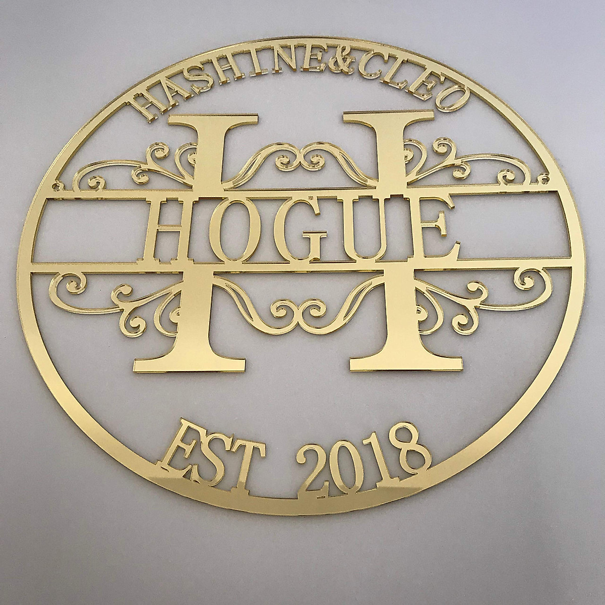 Personalized Name Sign, Custom Last Name Sign, Initial Split Letter, Wreath Monogram, Wedding Gift for Couples, Custom First Names, Door Hanger, Est. Sign, Wall Decor, Housewarming Gift (Design 1)