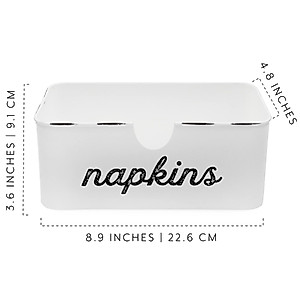 AuldHome Farmhouse Dinner Napkin Holder (White), Distressed Enamelware Rustic Napkin Storage Box