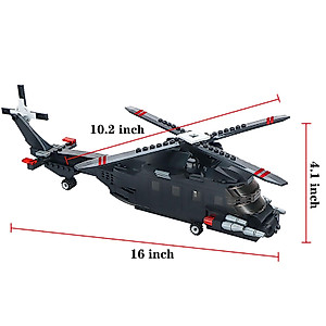 Army Military Helicopter Building Kit, Utility Helicopter Building Blocks Toys for Kids Aged 6+, 378pcs