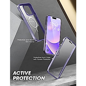 SUPCASE Unicorn Beetle Edge Mag Case for iPhone 14 Pro Max 6.7", Compatible with MagSafe Slim Frame Clear Protective Case with Built-in Screen Protector (Mauve)