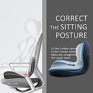 pitkalle Seat Cushion,Office Chair Cushions, Memory Foam Chair Cushion with Lumbar Support Pillow for Tailbone Pain, Sciatica, Lower Back Relie - Grayish