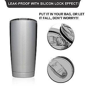 AICMEI 2 Replacement Lids for Stainless Steel Tumbler Travel Cup - Fits OF Inner diameter 3.15 to 3.2 INCH and others Cup-Black (20oz-Black)