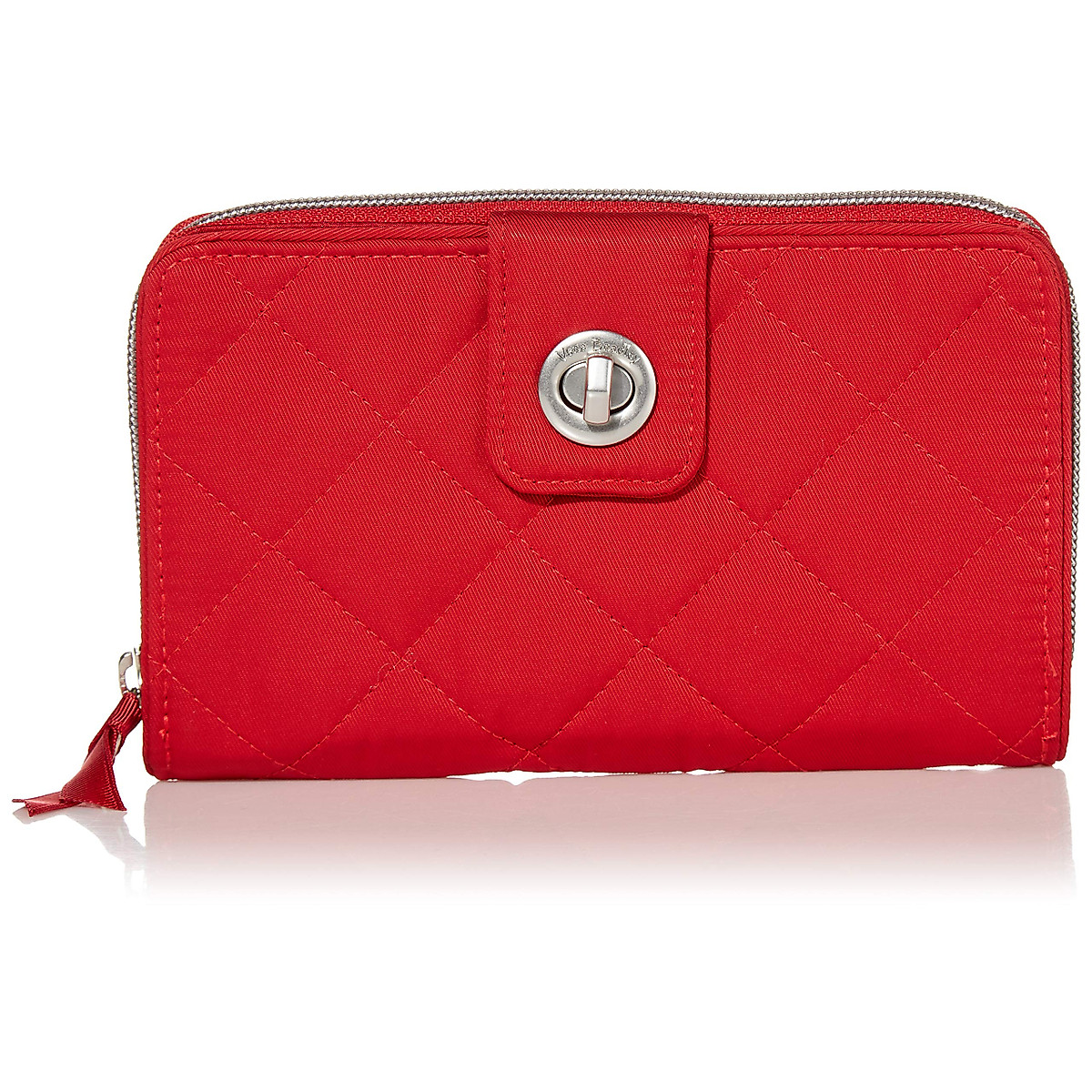 Vera Bradley Women's Performance Twill Turnlock Wallet With RFID Protection, Cardinal Red, One Size