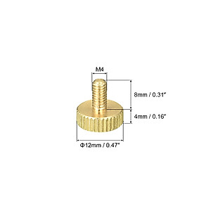 uxcell Knurled Thumb Screws, M4x8mm Flat Brass Bolts Grip Knobs Fasteners for PC, Electronic, Mechanical 10Pcs