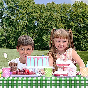 Sorfey Vinyl Picnic Table and Bench Fitted Tablecloth Cover, Checkered Design, Flannel Backed Lining, 28 x 72 Inch, 3-Piece Set, Green