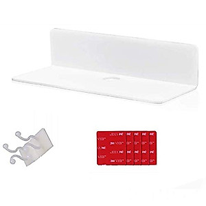 KIKEEP Acrylic Floating Wall Shelves Display Shelf Stick On Small Acrylic Floating Wall Shelf Acrylic Small Wall Shelf for Bedroom, Bathroom (1, Clear)