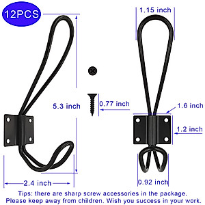 LLPJS Farmhouse Rustic Style Coat Hooks, Coat Rack Towel Hanger for Coats and Hats or Bags Clothes Hanging, Entryway Board Wall Mounted Hooks (12 Pack)