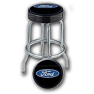 Plasticolor 004751R01 Ford Oval Logo Garage Stool,Black w/Blue Logo