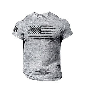 T Shirts for Men with Logo Men's American Flag Printed Patriotic Tee Shirts Short Sleeve Crew Neck T-Shirts Summer Streetwear Casual Tank Tops Sweatshirt for Men