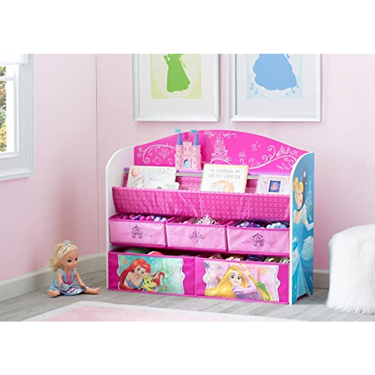 Delta Children Deluxe Book & Toy Organizer, Disney Princess