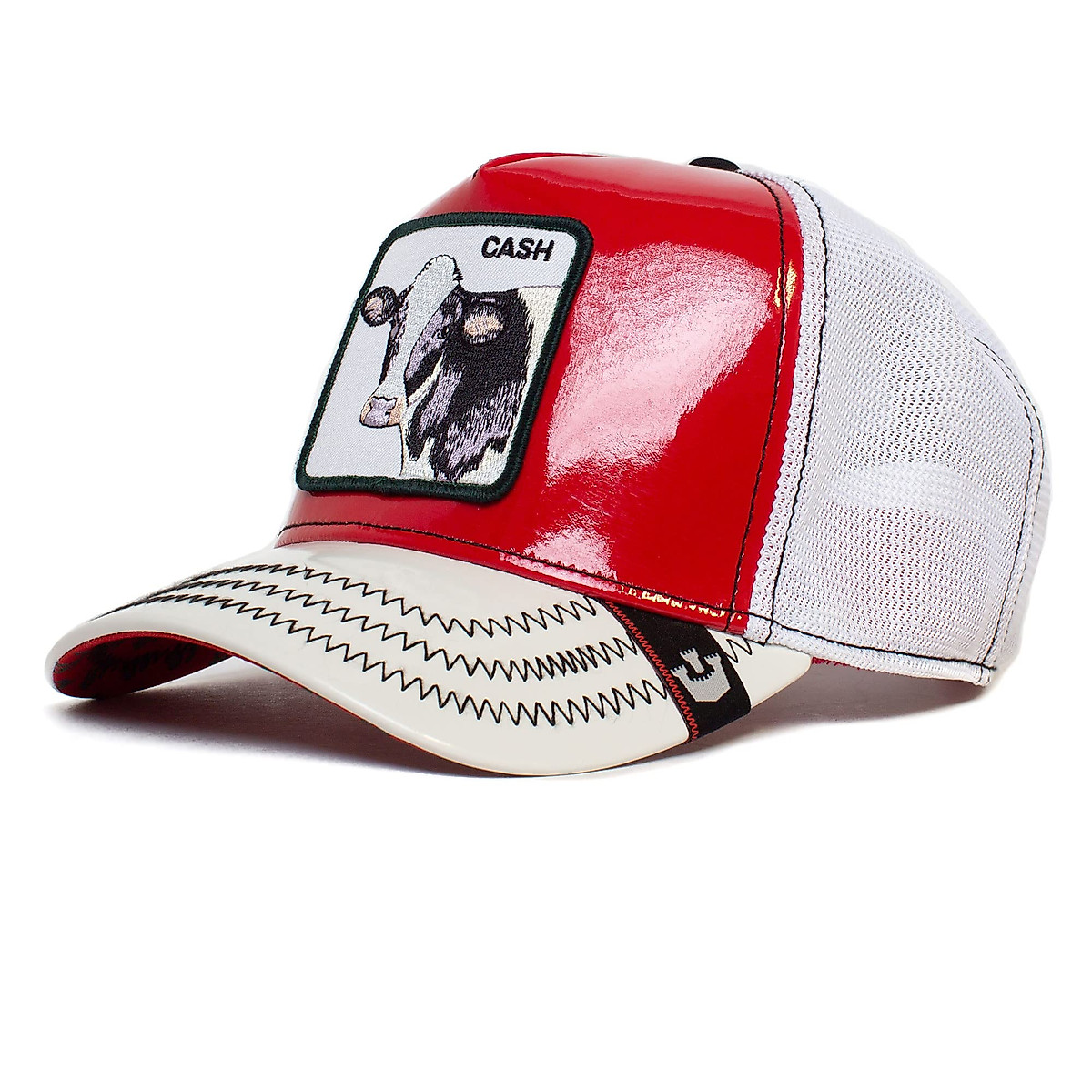 Goorin Bros. The Farm Unisex High Shine Faux Leather Adjustable Snapback Trucker Hat, Black (Golden Calf), One Size