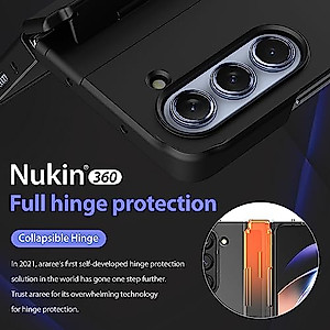 araree Nukin 360 Samsung Galaxy Z Fold 5 Case with Hinge Protection, Translucent Cover Lightweight Full Body Protective Hard PC Cover Designed for Samsung Galaxy Galaxy Z Fold 5 5G(2023) - Clear Matt