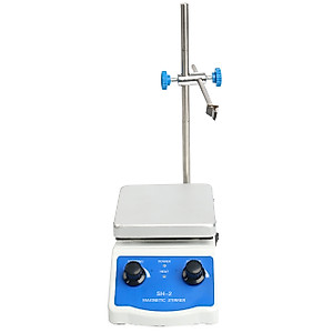 Yaeccc Magnetic Stirrer 4.7 x 4.7 Inch Heating Plate Magnetic Mixer SH-2 Hot Plate 1000ml Stirring Capacity Magnetic Stirrer Kit 180W 0~1600RPM 1L Volume Heating Power